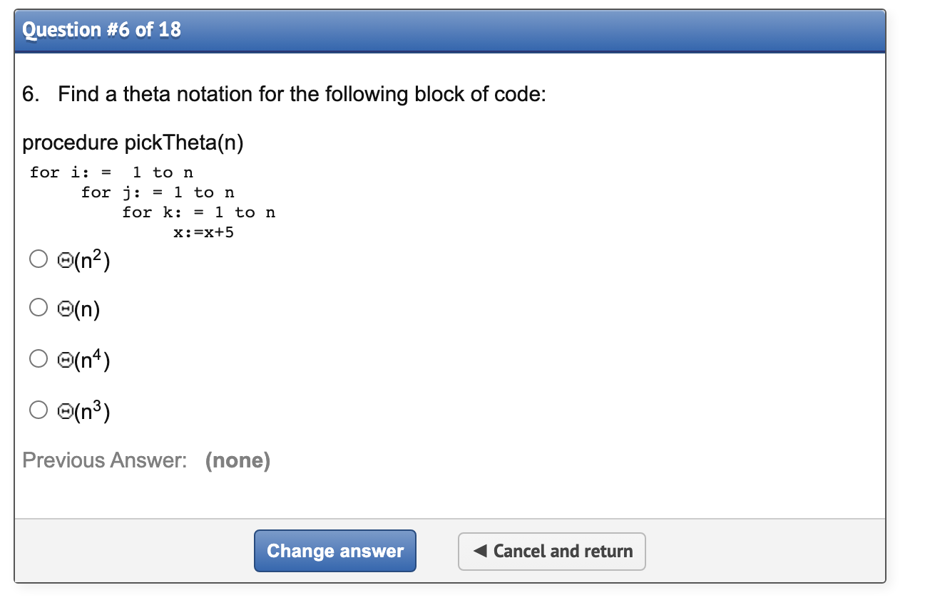 Solved 6. Find a theta notation for the following block of | Chegg.com