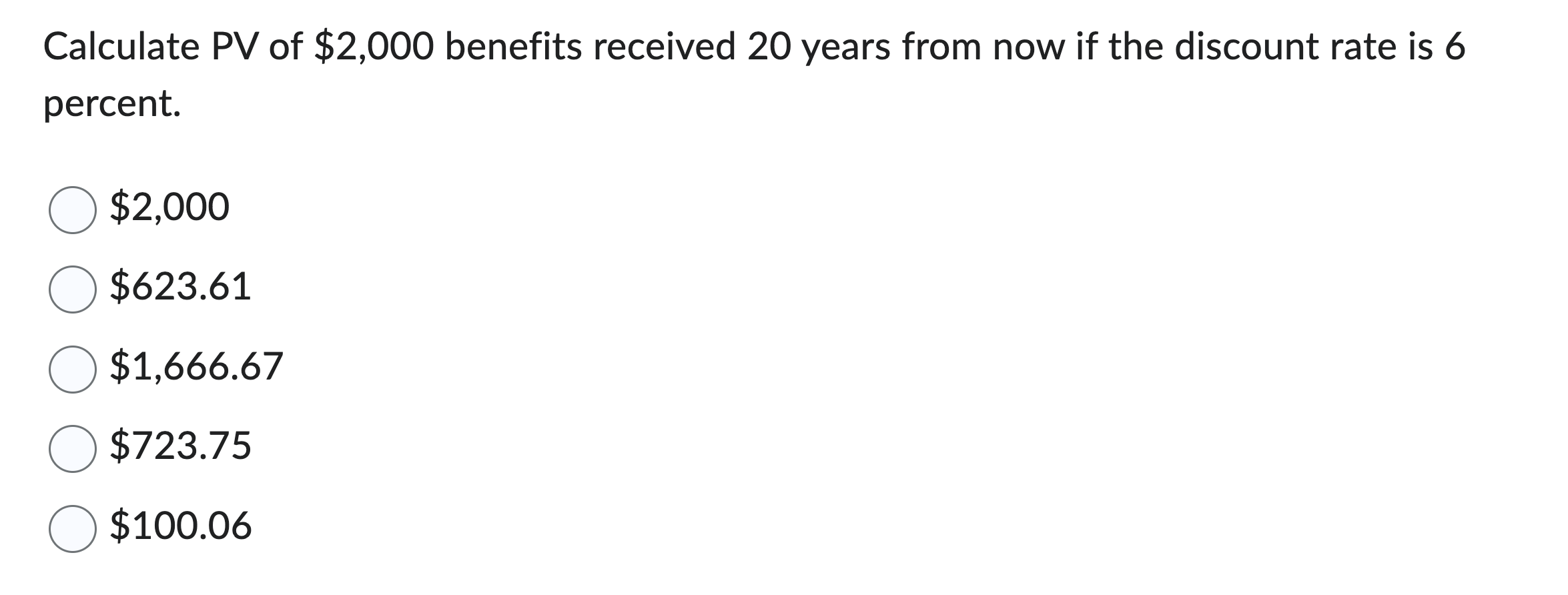 Solved Calculate PV of $2,000 benefits received 20 years | Chegg.com