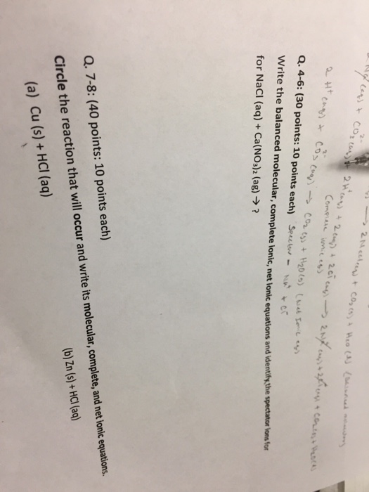 Solved Write the balanced molecular, complete ionic, net | Chegg.com