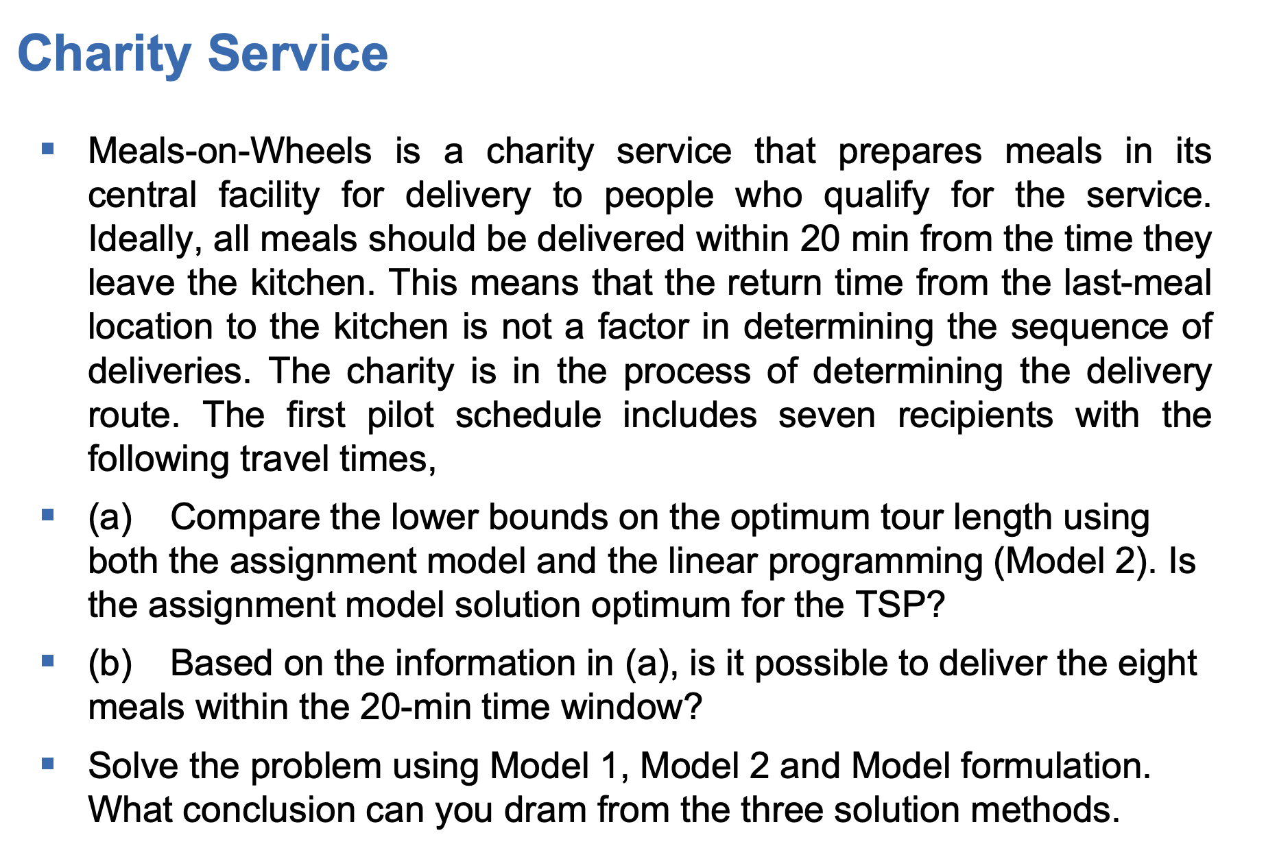 Homework: Meals-on-Wheels Download the TSP | Chegg.com