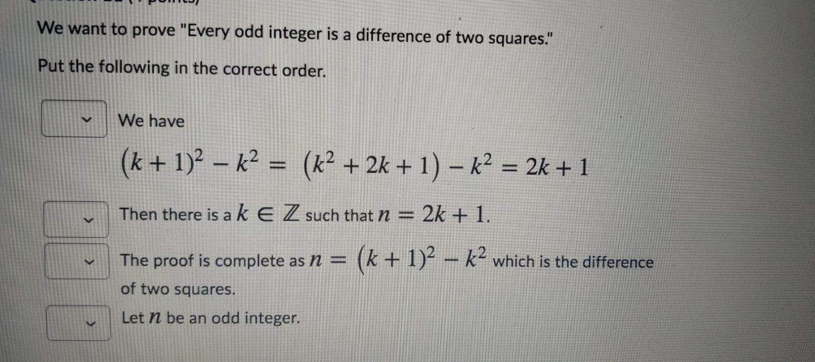 Solved We want to prove "Every odd integer is a difference | Chegg.com