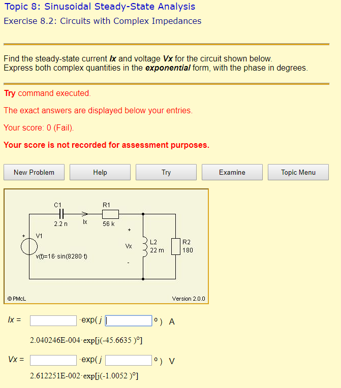Solved Topic 8: Sinusoidal Steady-State Analysis Exercise | Chegg.com
