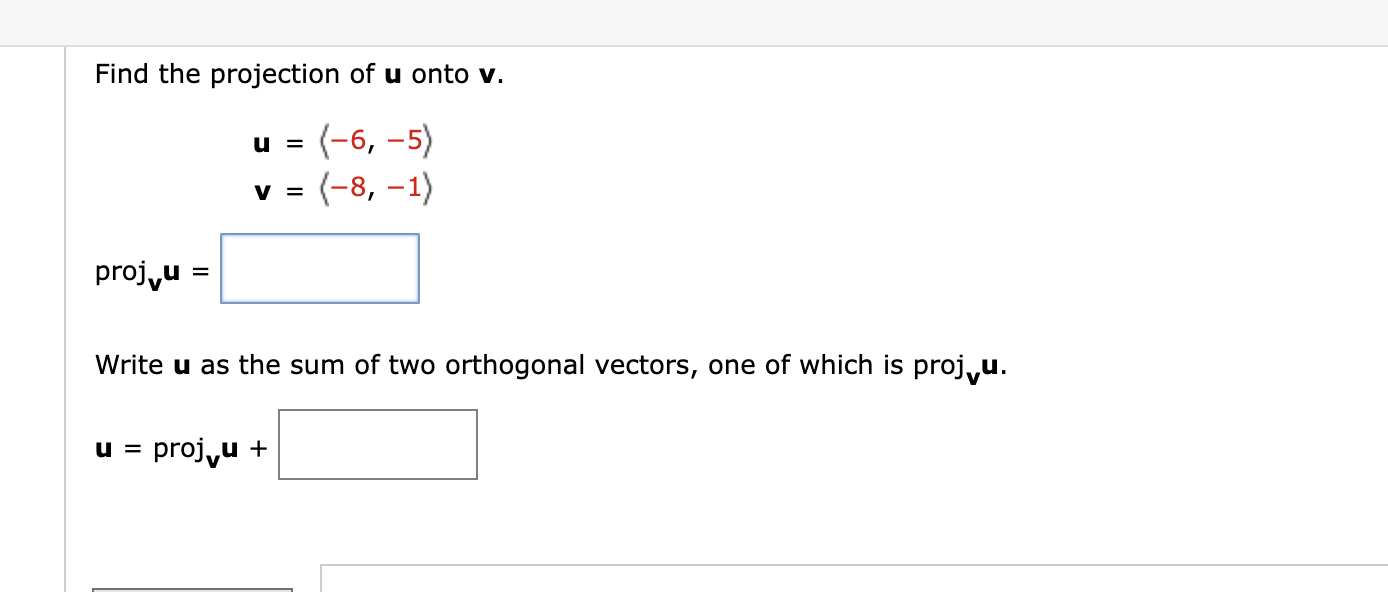 Solved Find the projection of u ﻿onto | Chegg.com