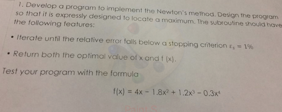 Solved 1. Develop a program to implement the Newton's | Chegg.com