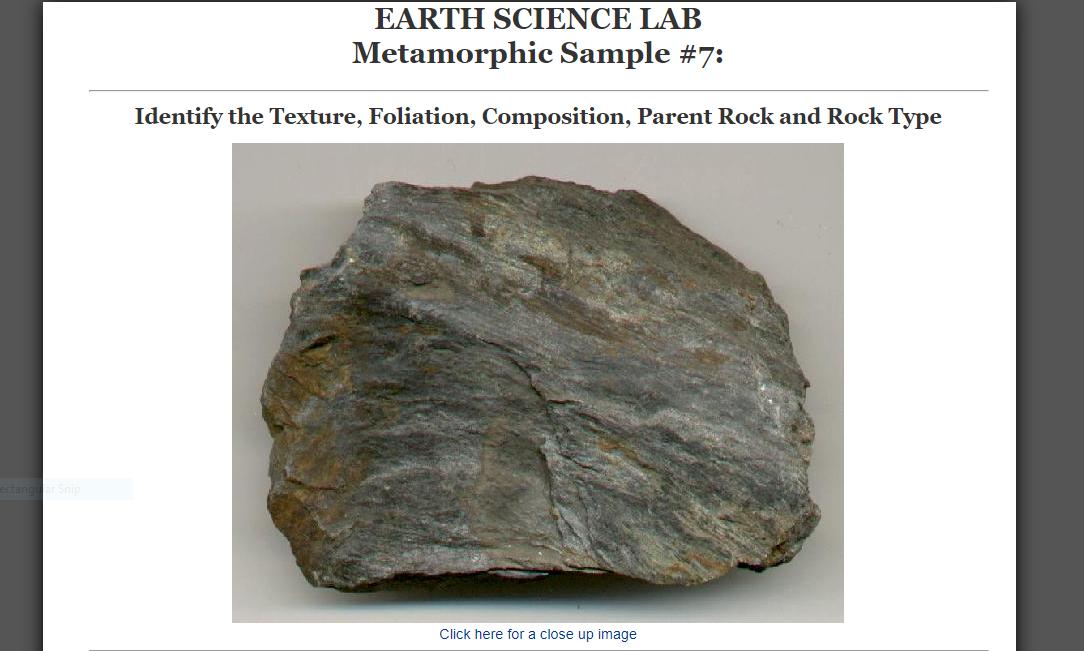 Solved EARTH SCIENCE LAB Metamorphic Sample #5: Identify the | Chegg.com
