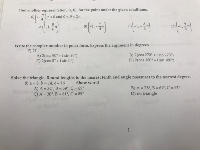 Solved Find another representation, (r, θ), for the point | Chegg.com
