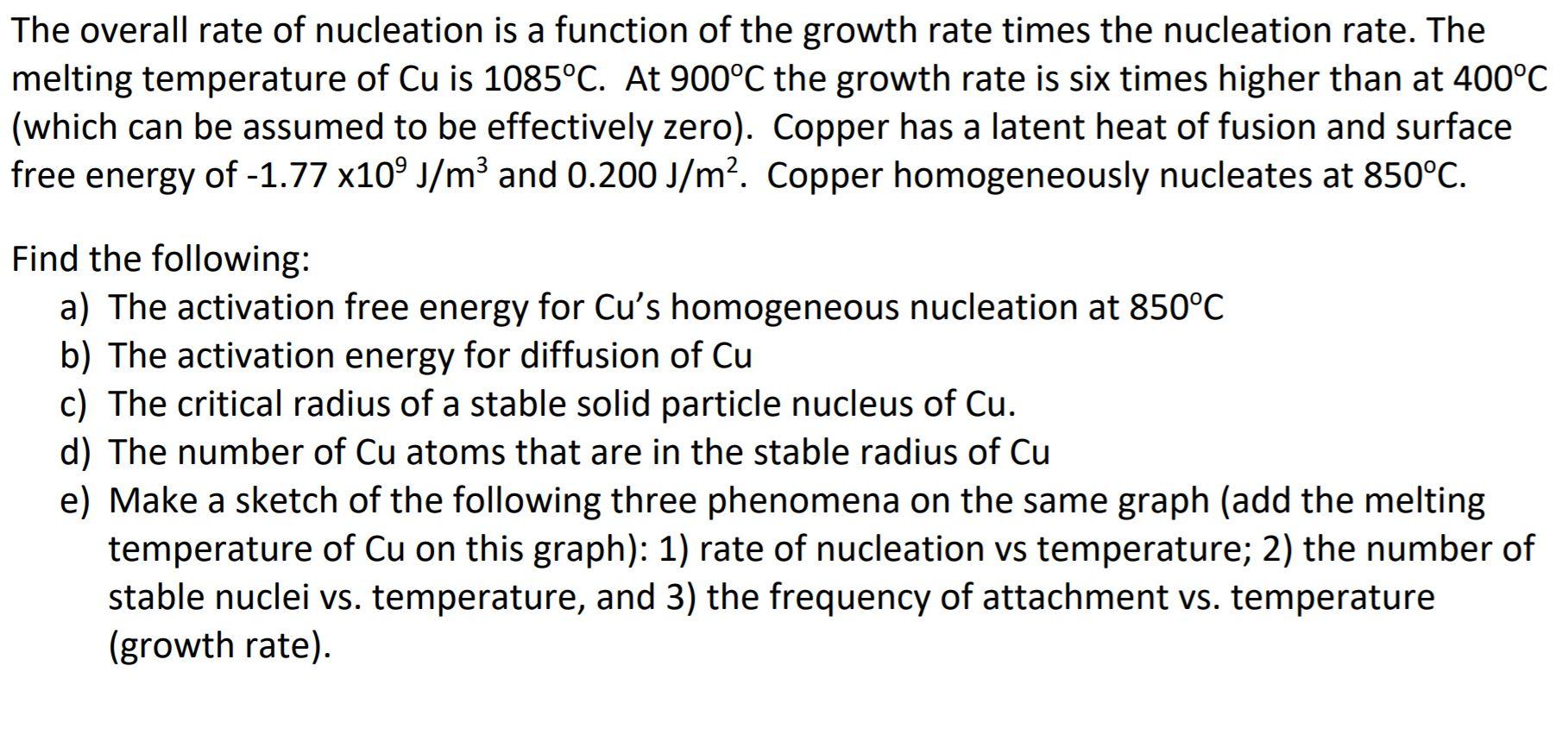 Solved The overall rate of nucleation is a function of the | Chegg.com