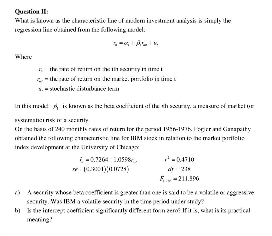 Solved Question II: What is known as the characteristic line | Chegg.com