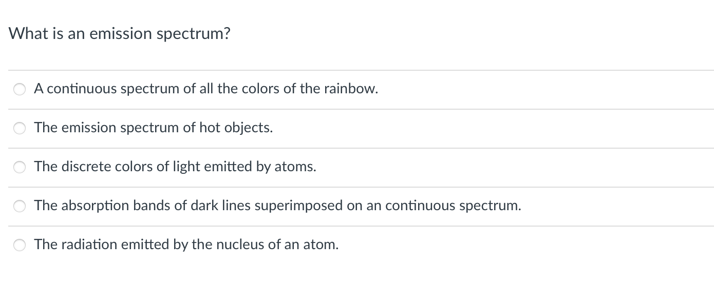 Solved What is an emission spectrum? A continuous spectrum | Chegg.com