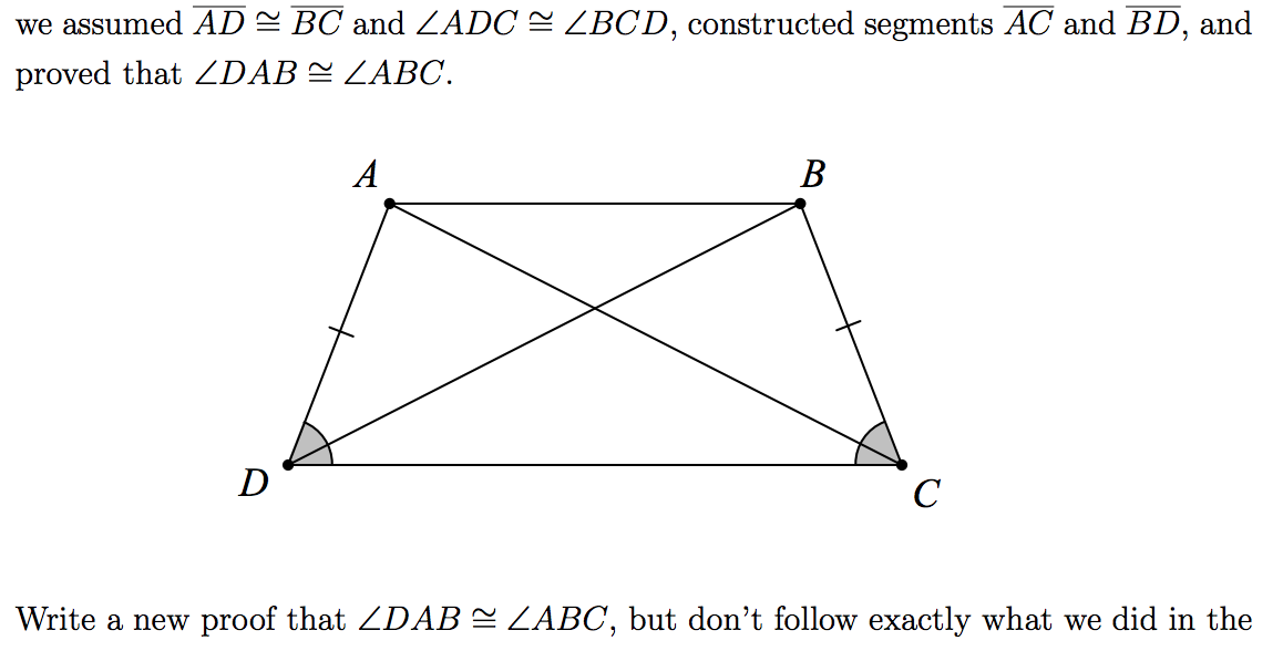 Solved we assumed AD = BC and ZADC = ZBCD, constructed | Chegg.com