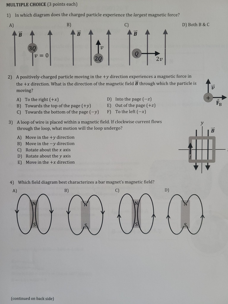 Solved MULTIPLE CHOICE (3 points each) 1) In which diagram | Chegg.com