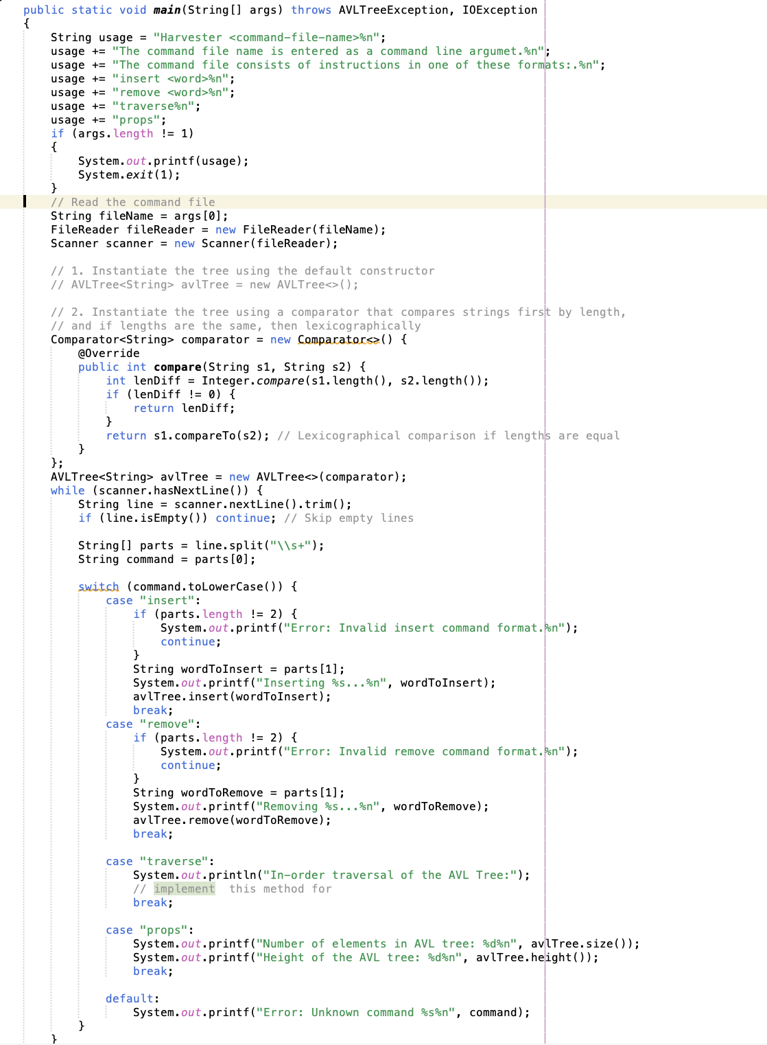 Solved ```public static void main(String[] ﻿args) ﻿throws | Chegg.com