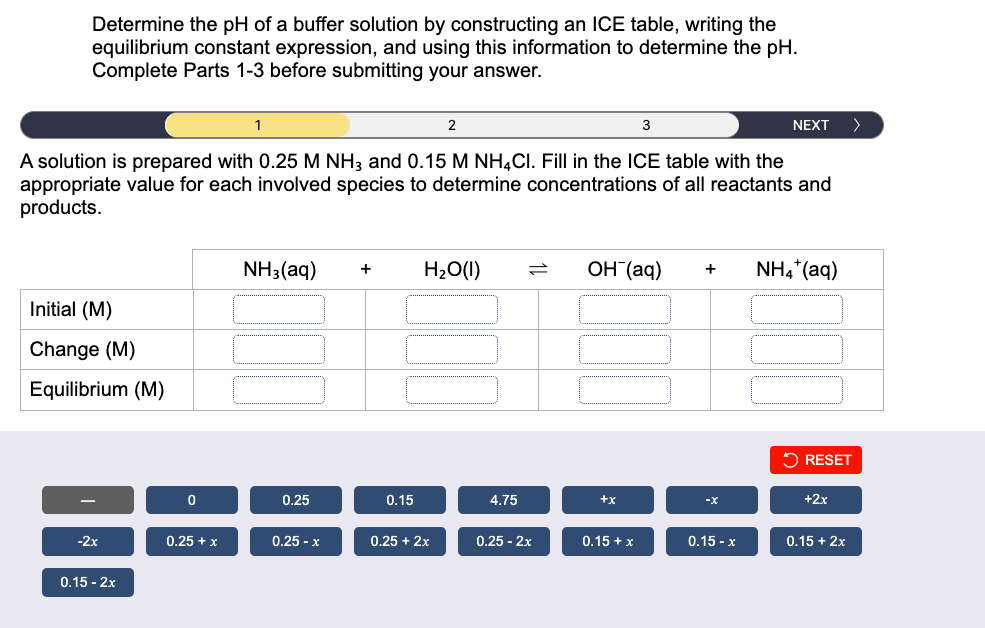 Solved Determine the pH of a buffer solution by constructing | Chegg.com