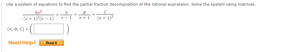 Solved Use a system of equations to find the partial | Chegg.com