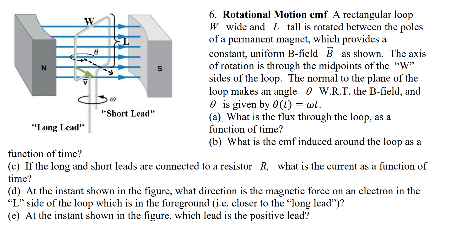 Solved by an EXPERT 6. ﻿Rotational Motion emf A rectangular loop \( ﻿W \) | Chegg.com