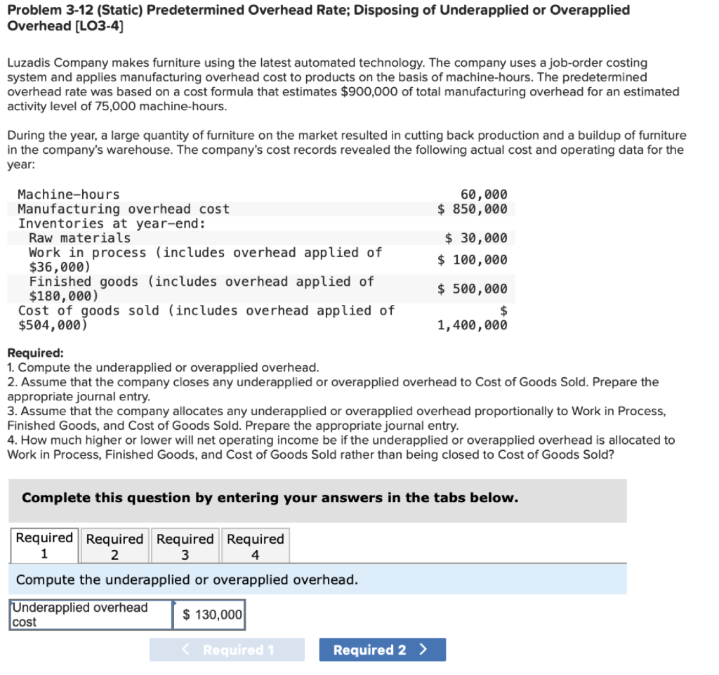 Solved Problem 3−12 (Static) Predetermined Overhead Rate; | Chegg.com