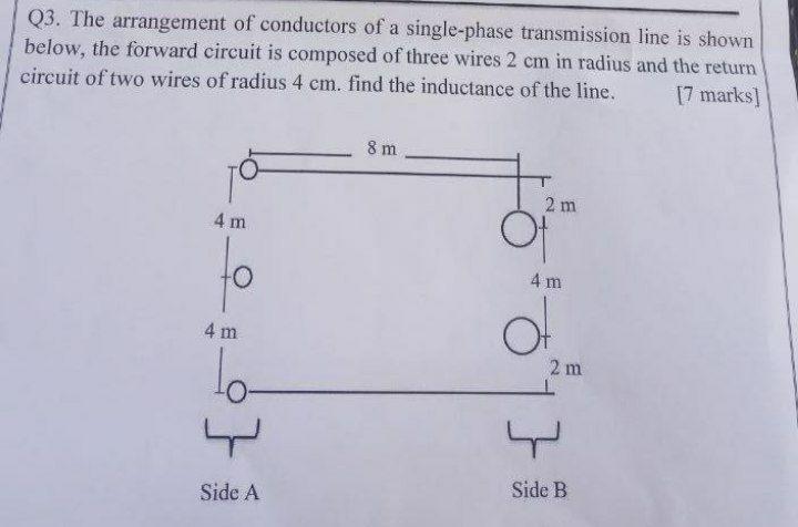 Solved Q3. The arrangement of conductors of a single-phase | Chegg.com