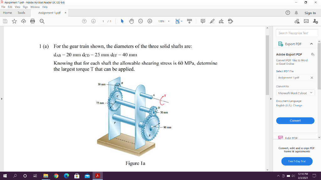 Solved X Assignment 1.pdt - Adobe Acrobat Reader DC (32-bit) | Chegg.com