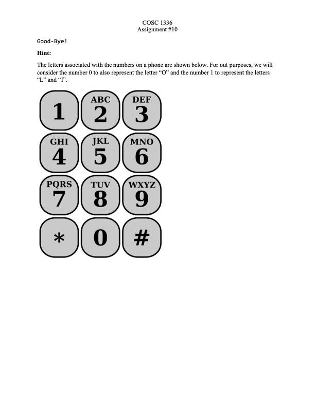 Solved COSC 1336 Assignment #10 Objective: Practice using | Chegg.com