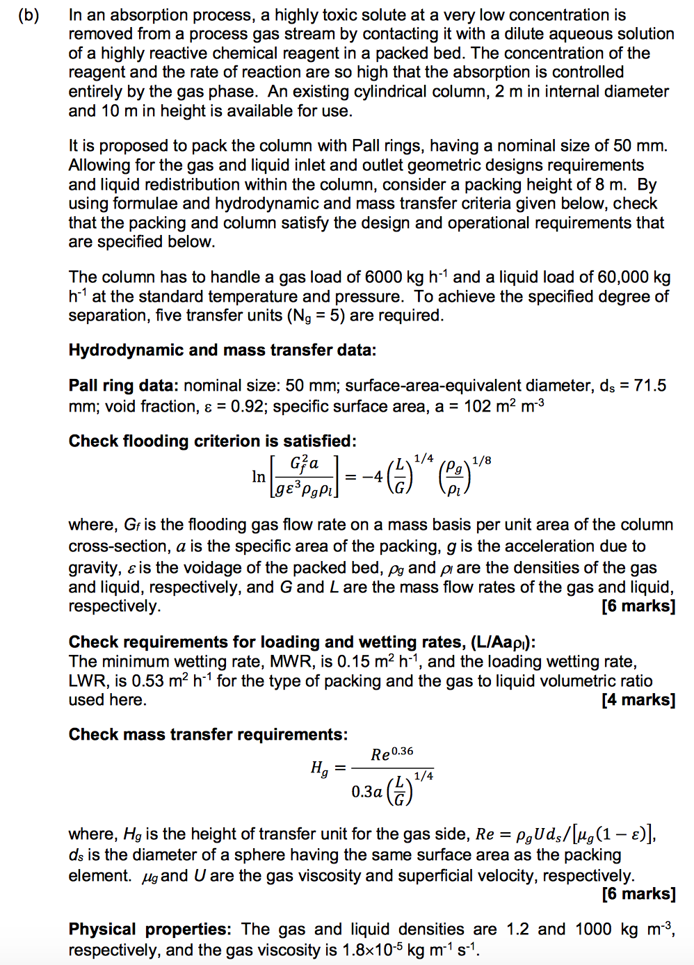 (a) For packed absorption columns, what are the | Chegg.com