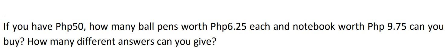 Solved Read and understand the word problems that follow. In | Chegg.com