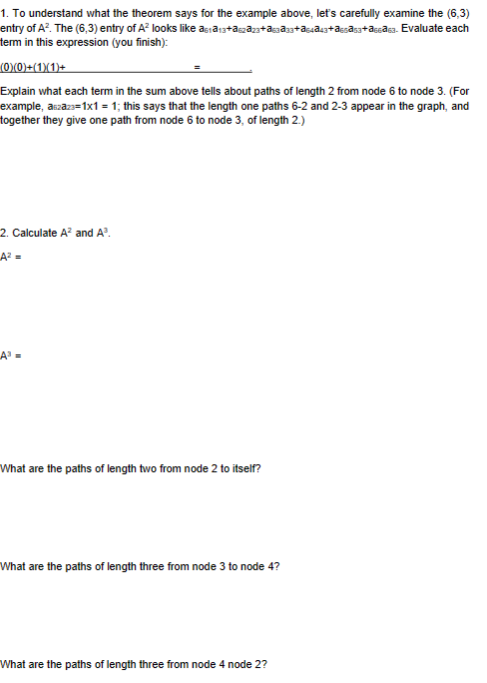 Theorem (Interpretation of the powers of an adjacency | Chegg.com