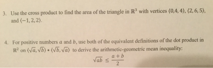 Solved Use the cross product to find the area of the | Chegg.com