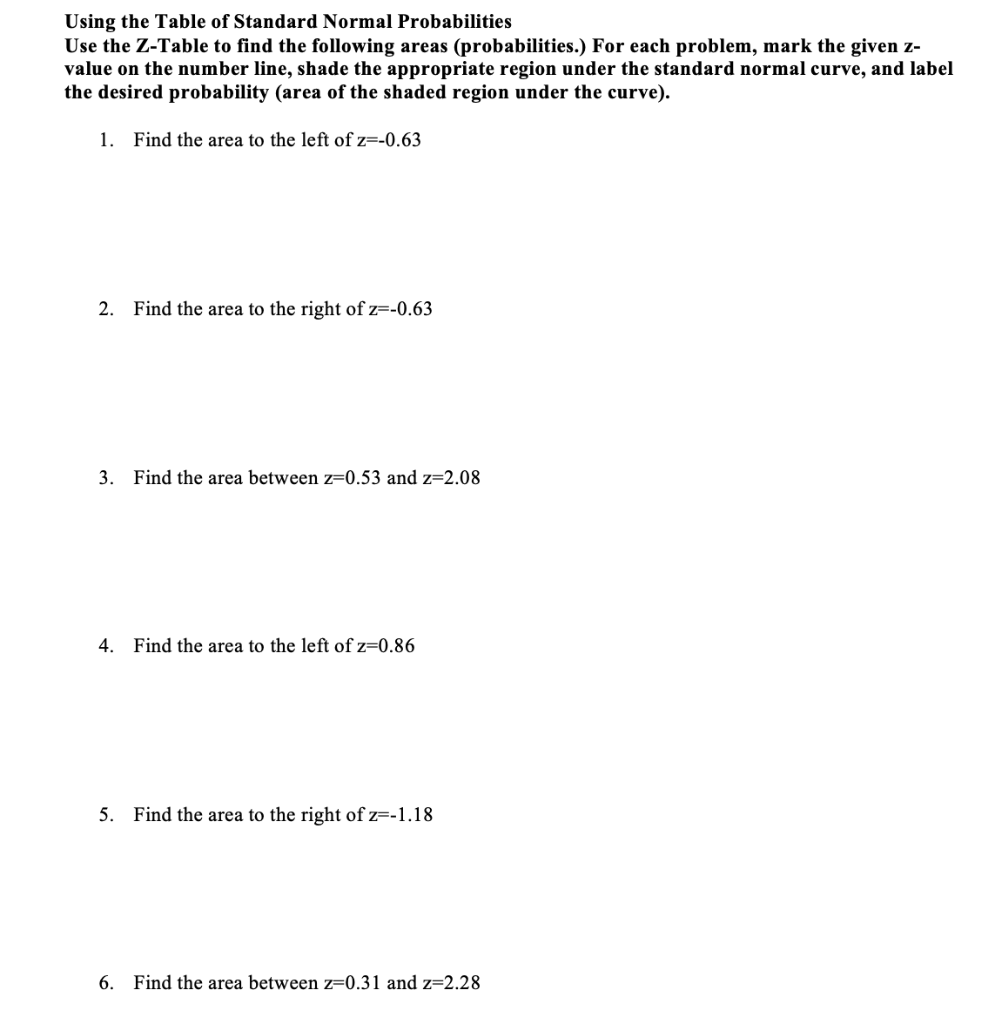 Solved Using the Table of Standard Normal Probabilities Use | Chegg.com