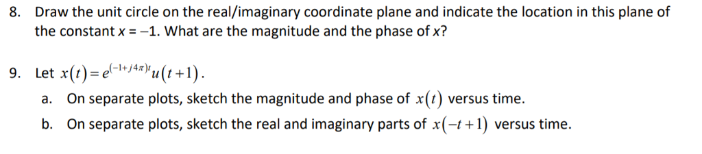 Solved Draw The Unit Circle On The Real Imaginary Coordinate