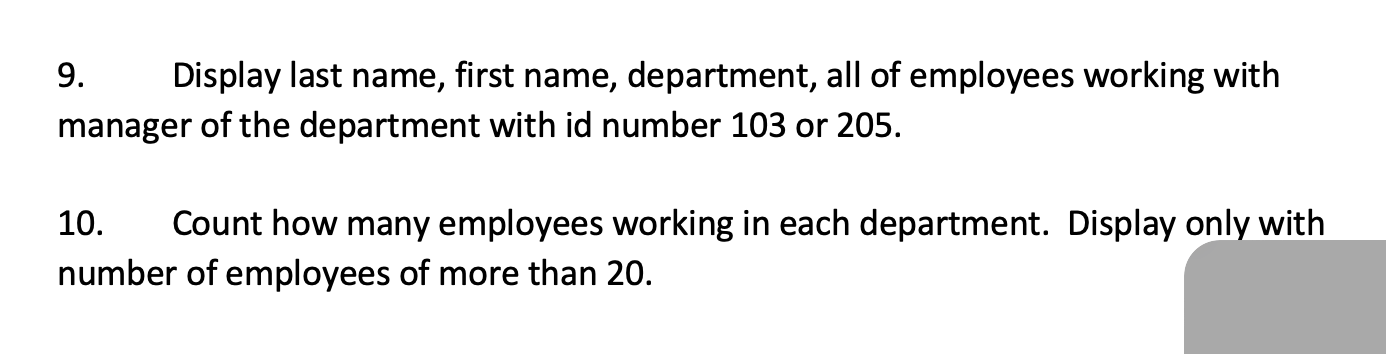 Solved Write an SQL command for the following problems. | Chegg.com