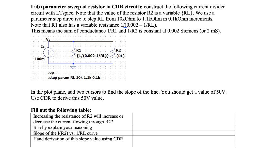 Lab (parameter sweep of resistor in CDR circuit): | Chegg.com