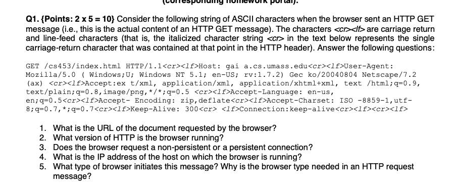 Solved Q1. { Points: 2×5=10} Consider the following string | Chegg.com