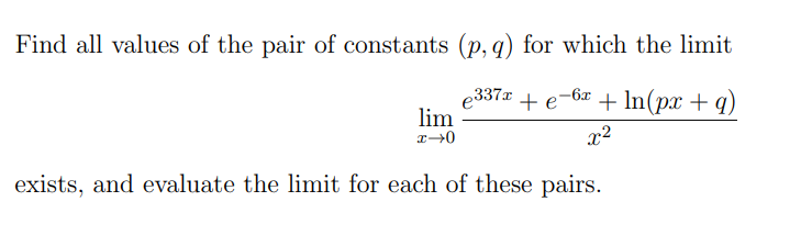 Solved Find all values of the pair of constants (p,q) for | Chegg.com