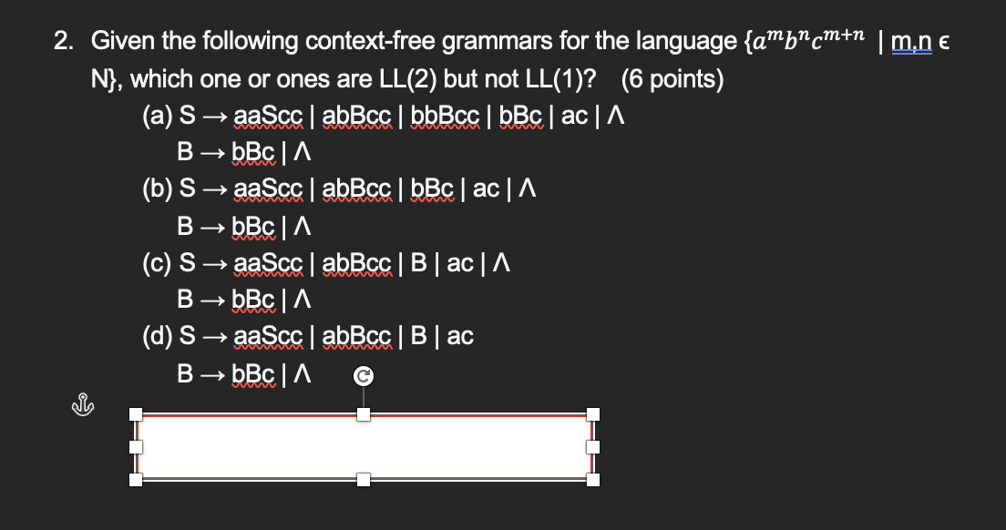 Solved 2. Given the following context-free grammars for the | Chegg.com