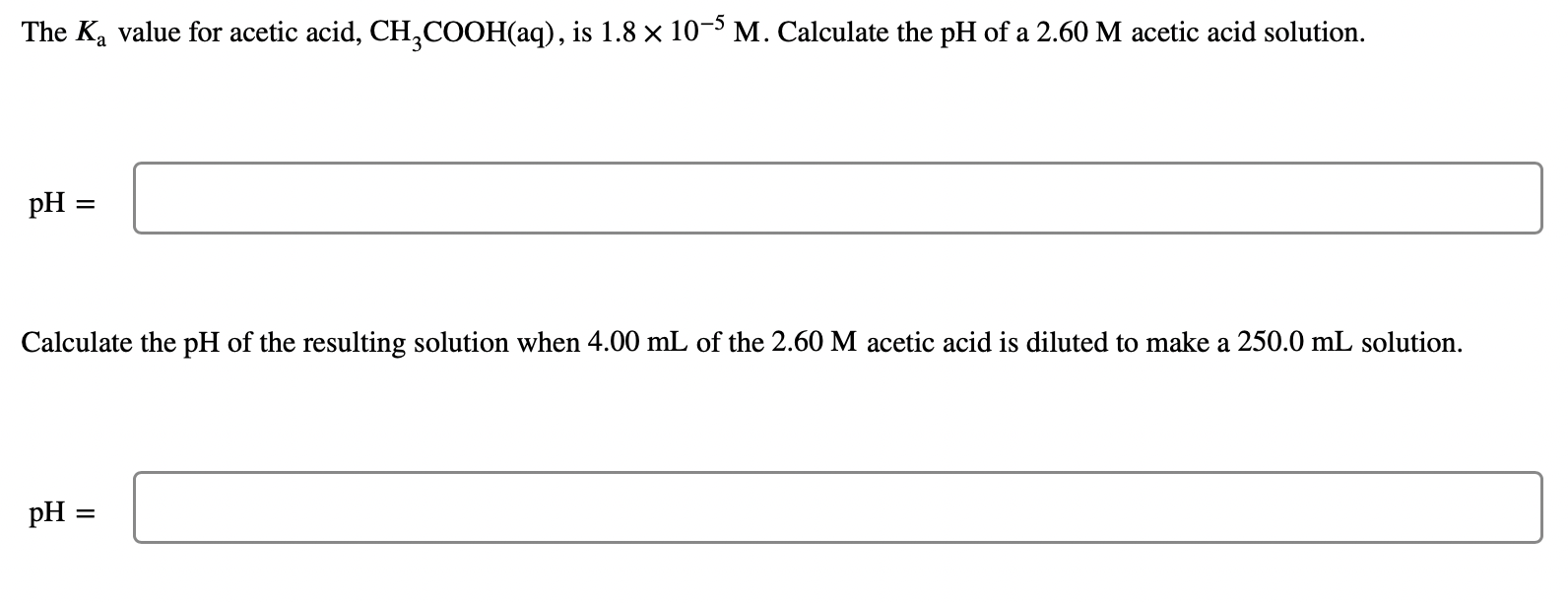 Solved The Ka value for acetic acid, CH3COOH(aq), is | Chegg.com