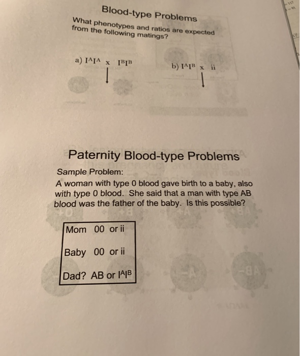 Solved Blood-type Problems What phenotypes and ratios are | Chegg.com