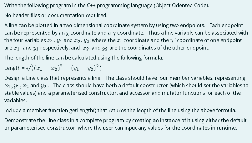 Solved Write the following program in the C++ programming | Chegg.com