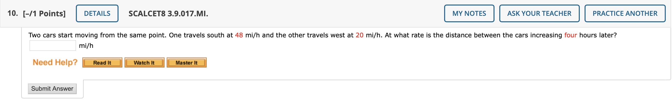 Solved Two cars start moving from the same point. One | Chegg.com