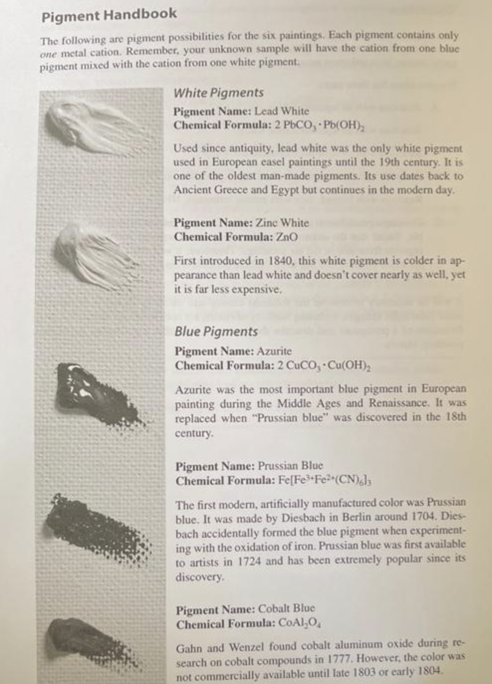 Solved Pigment Handbook The following are pigment | Chegg.com