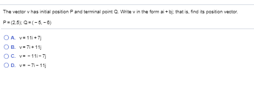 Solved The vector v has initial position P and terminal | Chegg.com