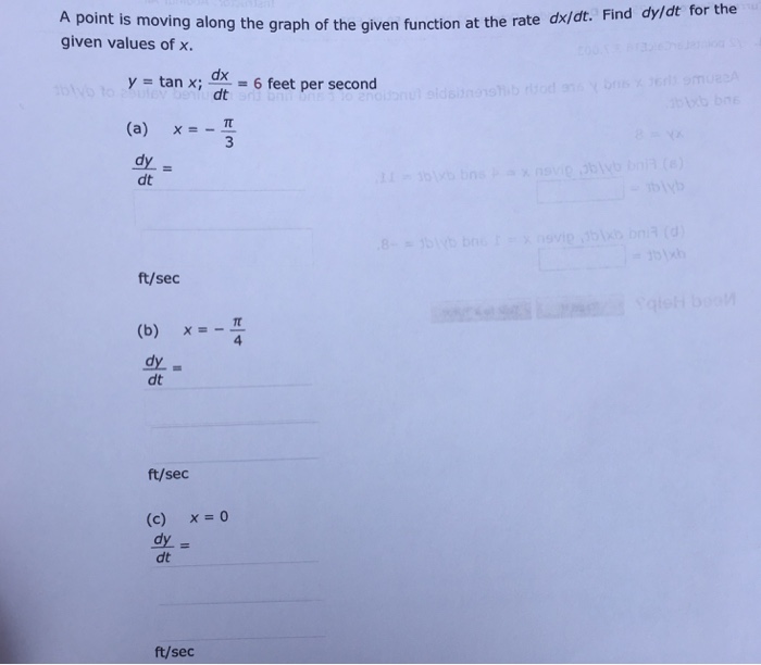 Solved at the rate dx/dt. Find dyjdt for the A point is | Chegg.com
