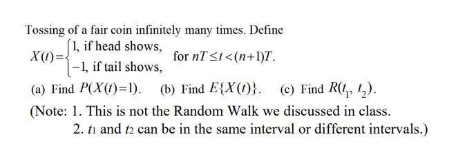 Solved Tossing of a fair coin infinitely many times. Define | Chegg.com