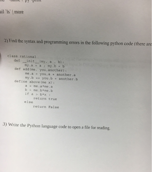 Solved ail 'ls more 2) Find the syntax and programming | Chegg.com