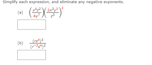 Solved Simplify each expression, and eliminate any negative | Chegg.com