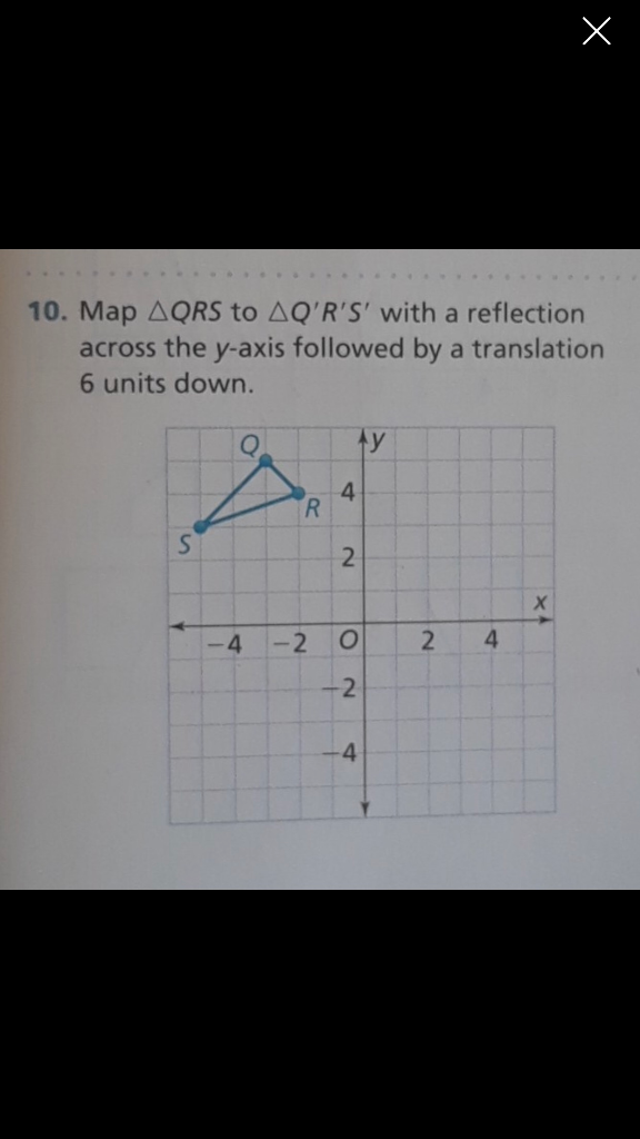 Solved x X 10. Map AQRS to AQ'R'S' with a reflection across | Chegg.com