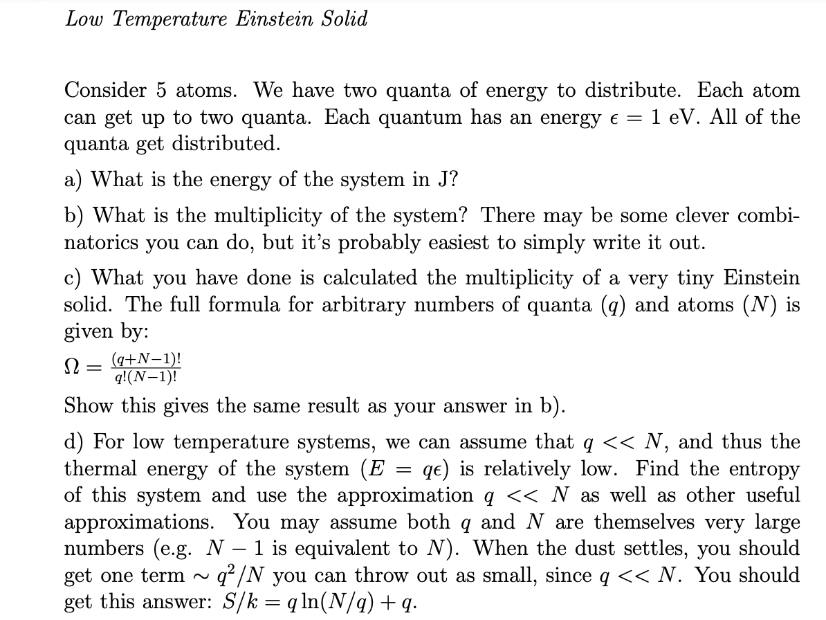 Solved Consider 5 atoms. We have two quanta of energy to | Chegg.com