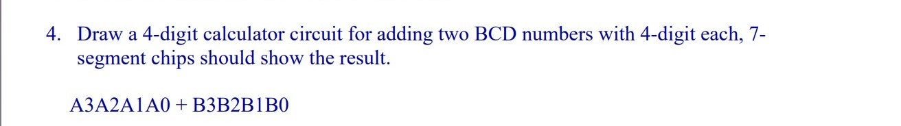 Solved 4. Draw a 4-digit calculator circuit for adding two | Chegg.com