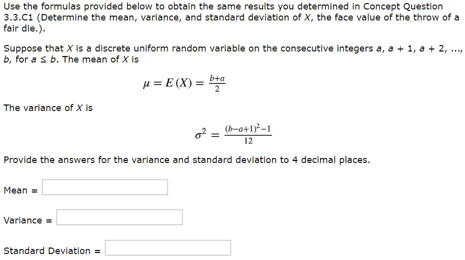 Use the formulas provided below to obtain the same | Chegg.com