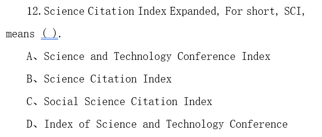 12. Science Citation Index Expanded, For short, SCI, | Chegg.com