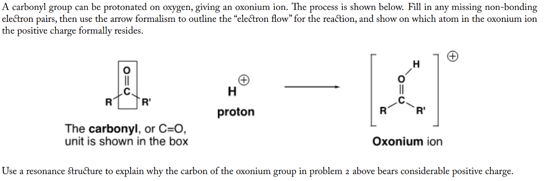 Solved A carbonyl group can be protonated on oxygen, giving | Chegg.com